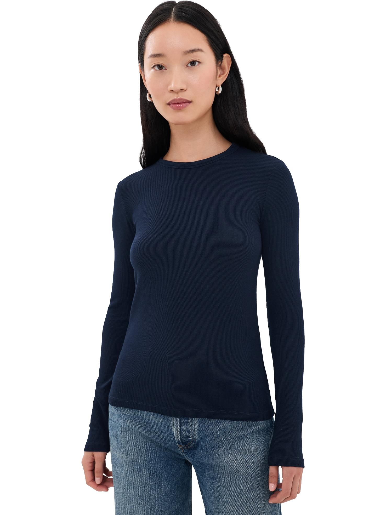 AG AG Julia Ribbed Long Sleeve Crewneck Top